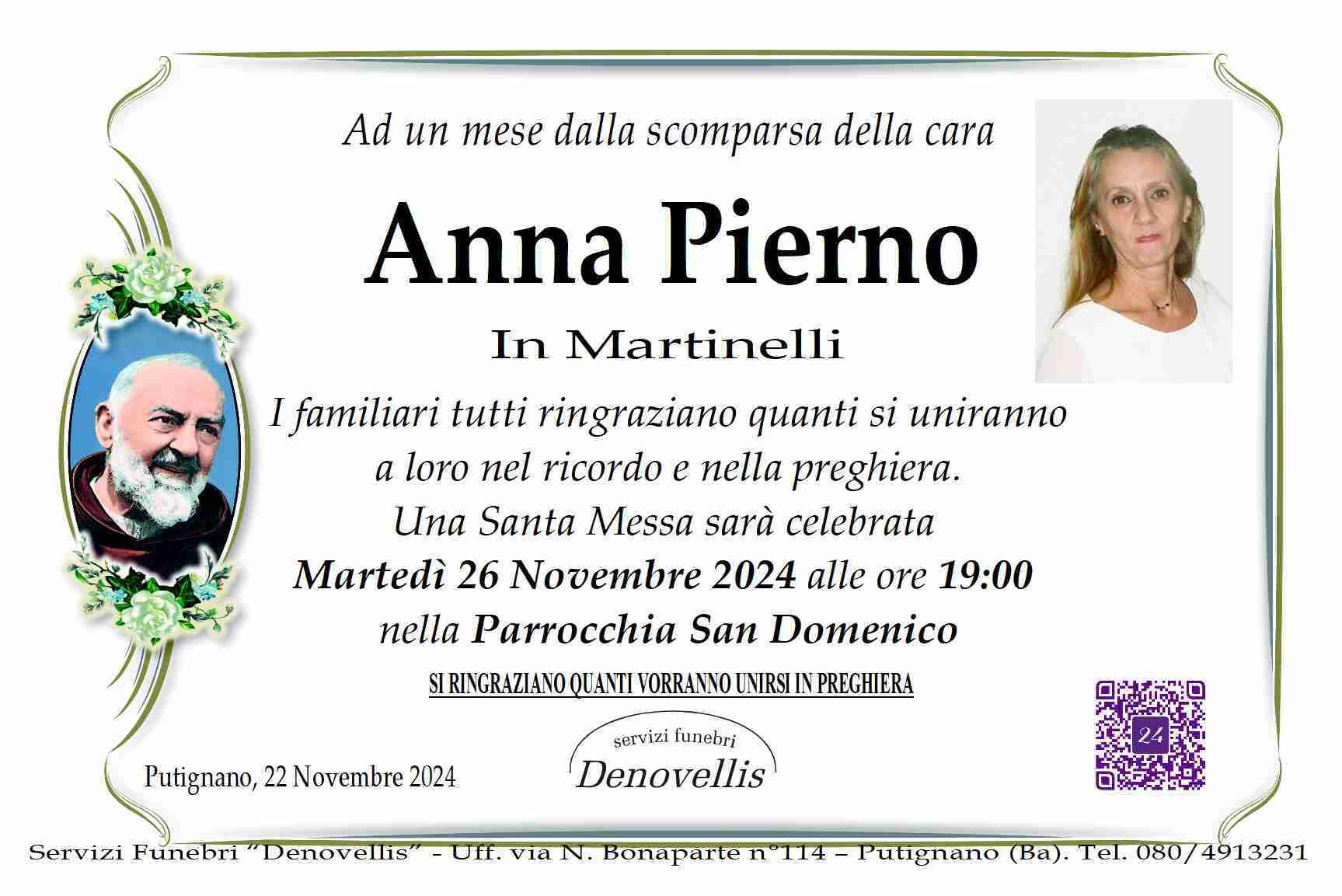 Funerali e annunci funebri a Putignano | Anna Pierno - Funer24