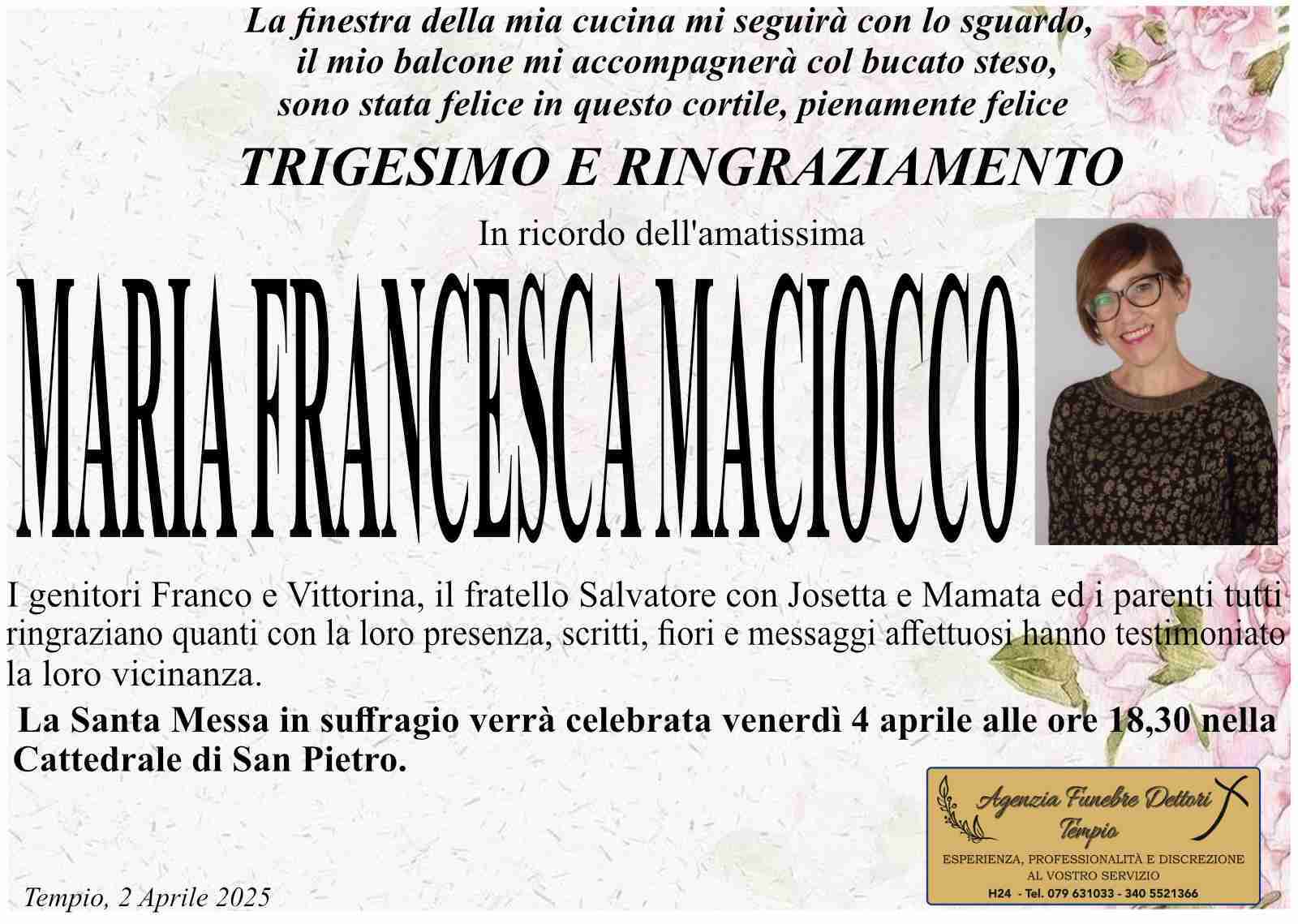 Funerali e annunci funebri a | Maria Francesca Maciocco - Funer24