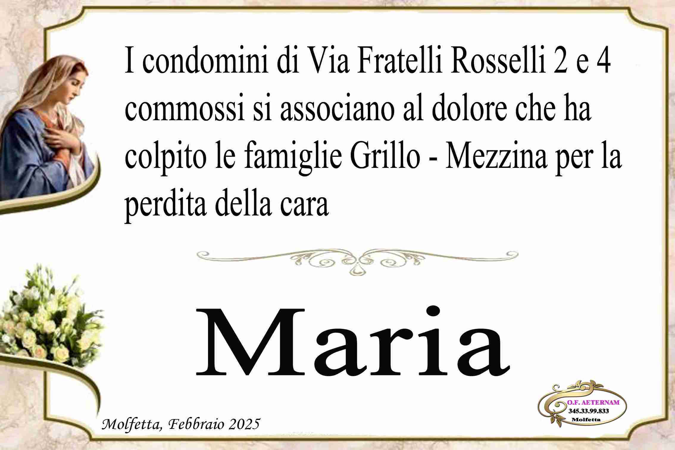 Funerali e annunci funebri a Molfetta | Nicoletta Mezzina - Funer24