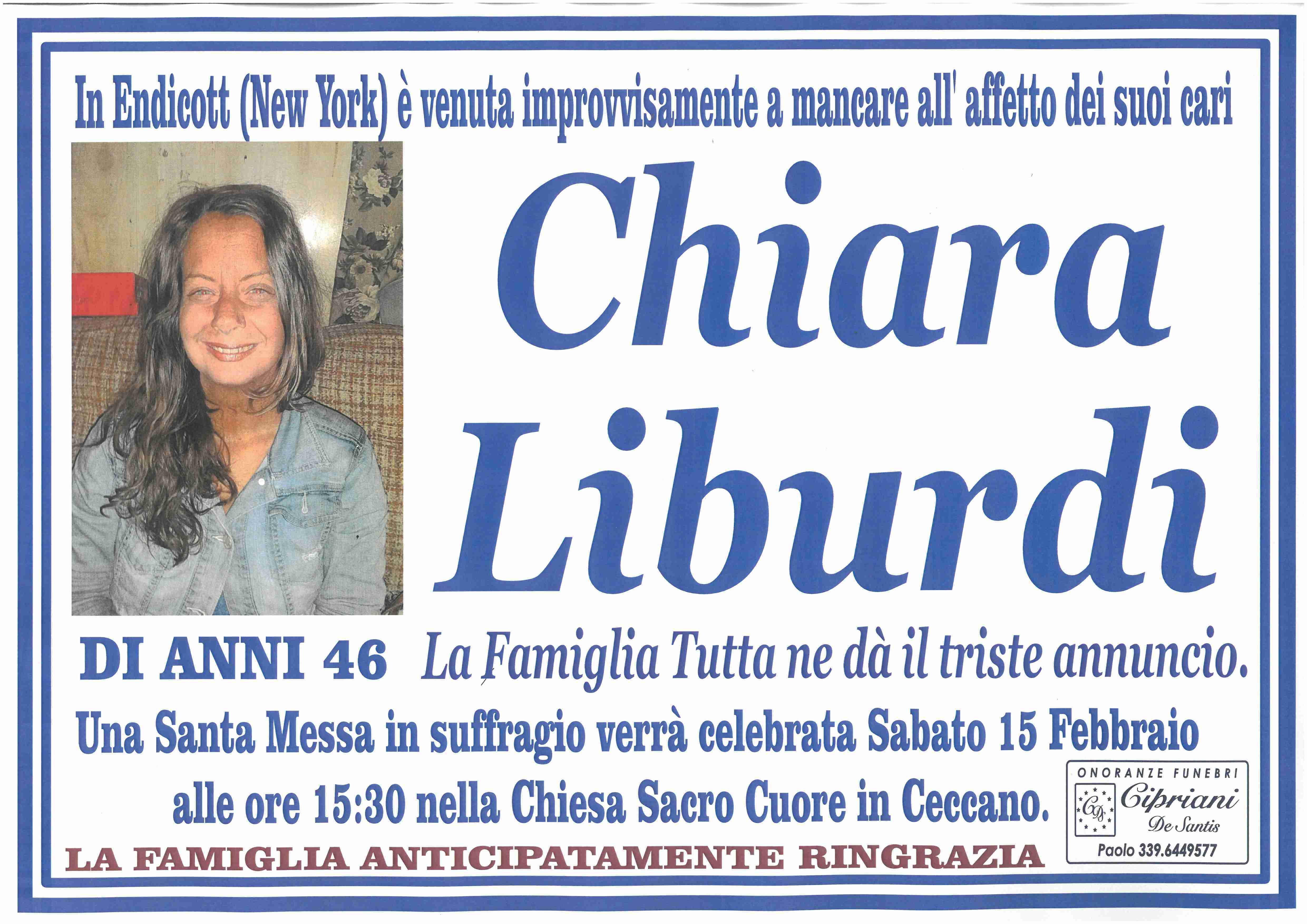 Funerali e annunci funebri a Ceccano | Chiara Liburdi - Funer24