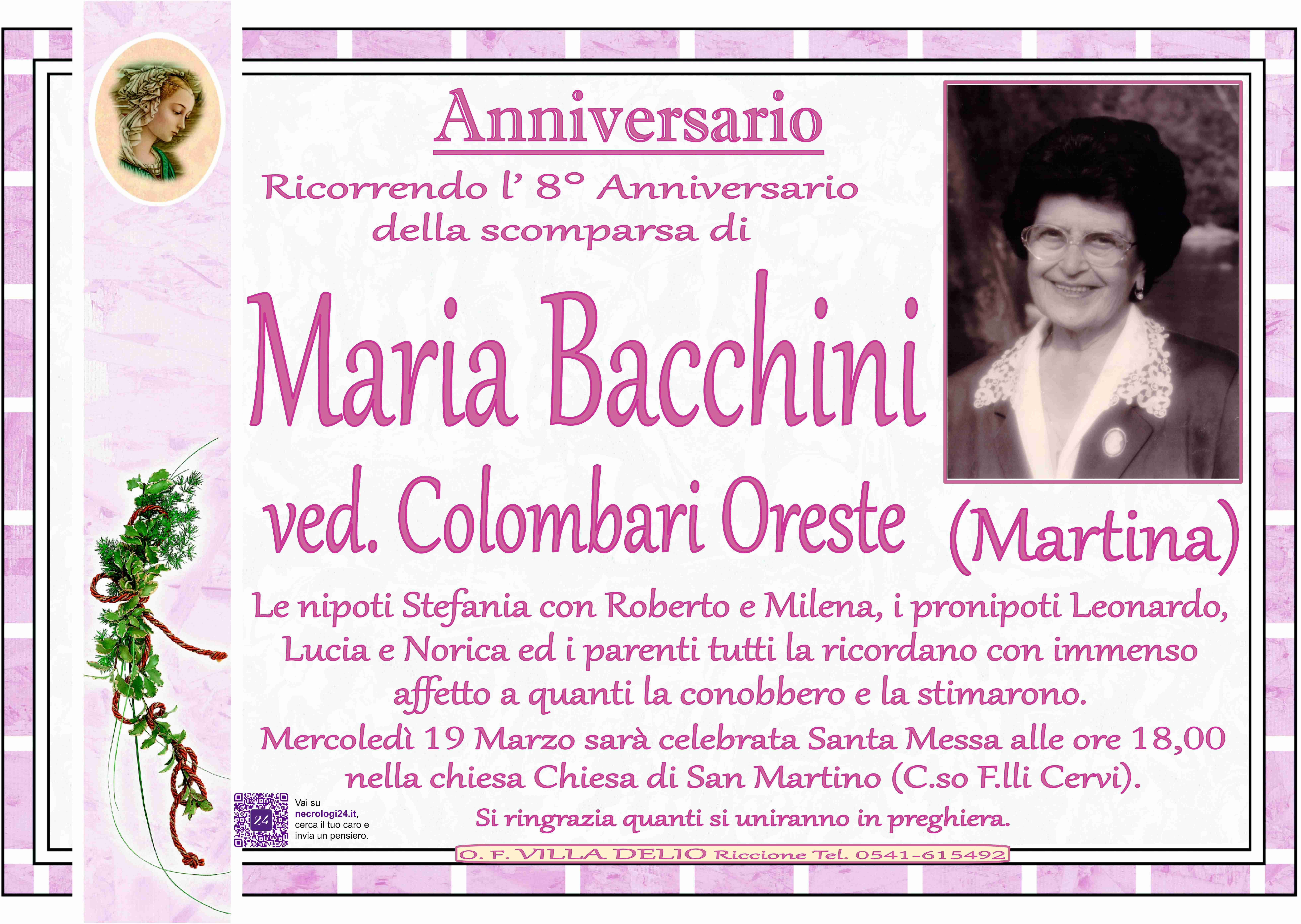 Funerali e annunci funebri a | Maria (Martina) Bacchini ved. Colombari ...