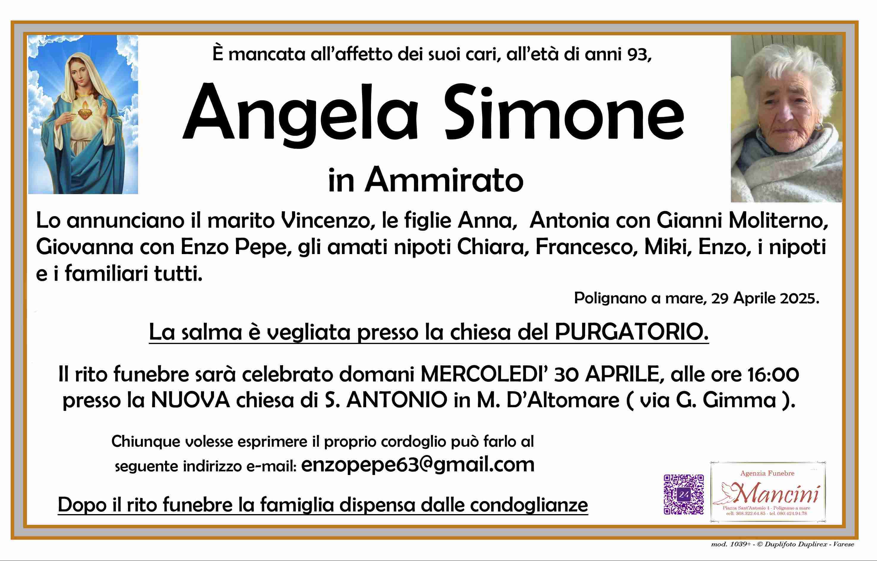 Funer24 - Angela Simone Polignano a Mare (BA)