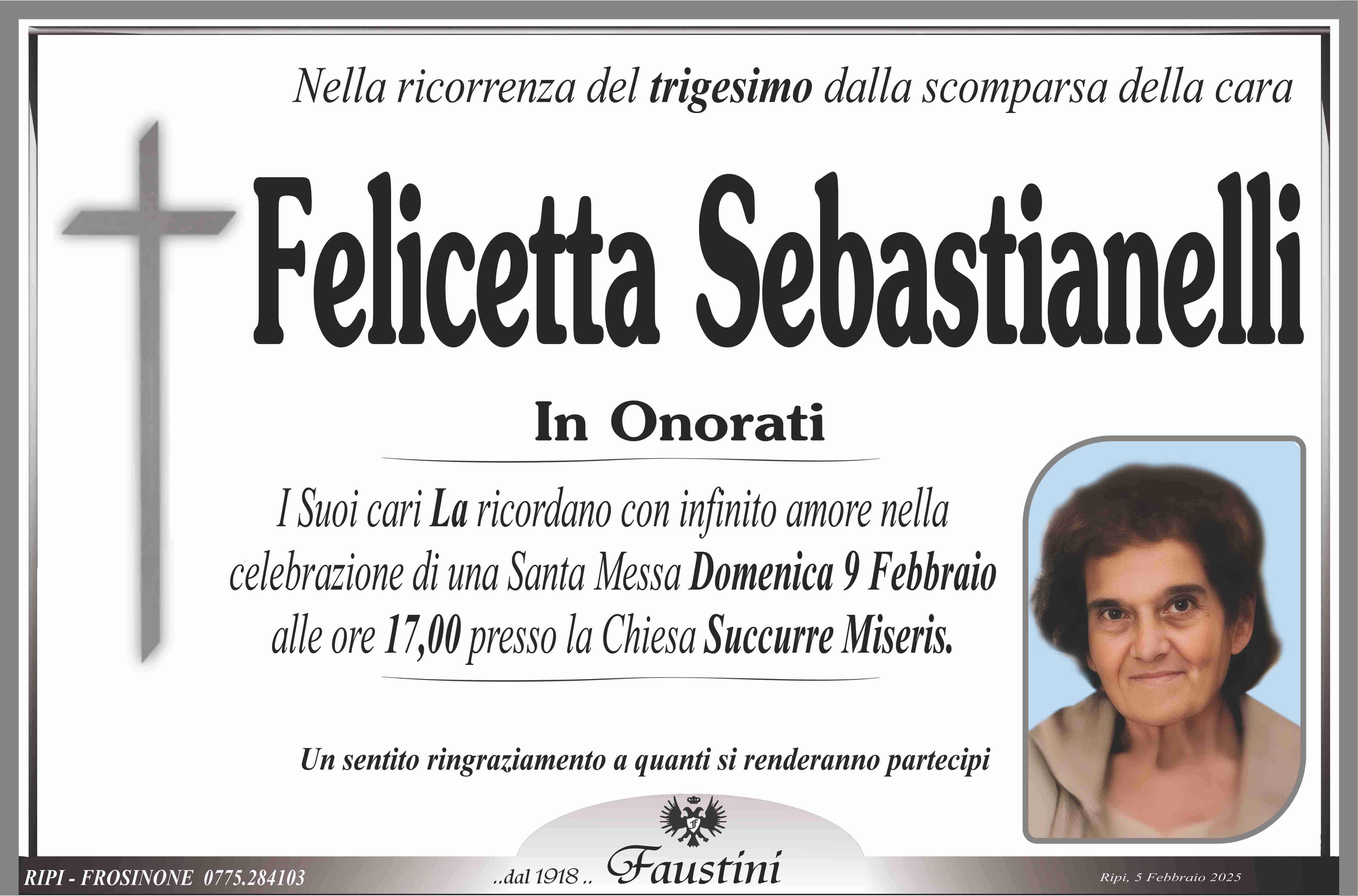 Funerali e annunci funebri a Ripi | Felicetta Sebastianelli - Funer24