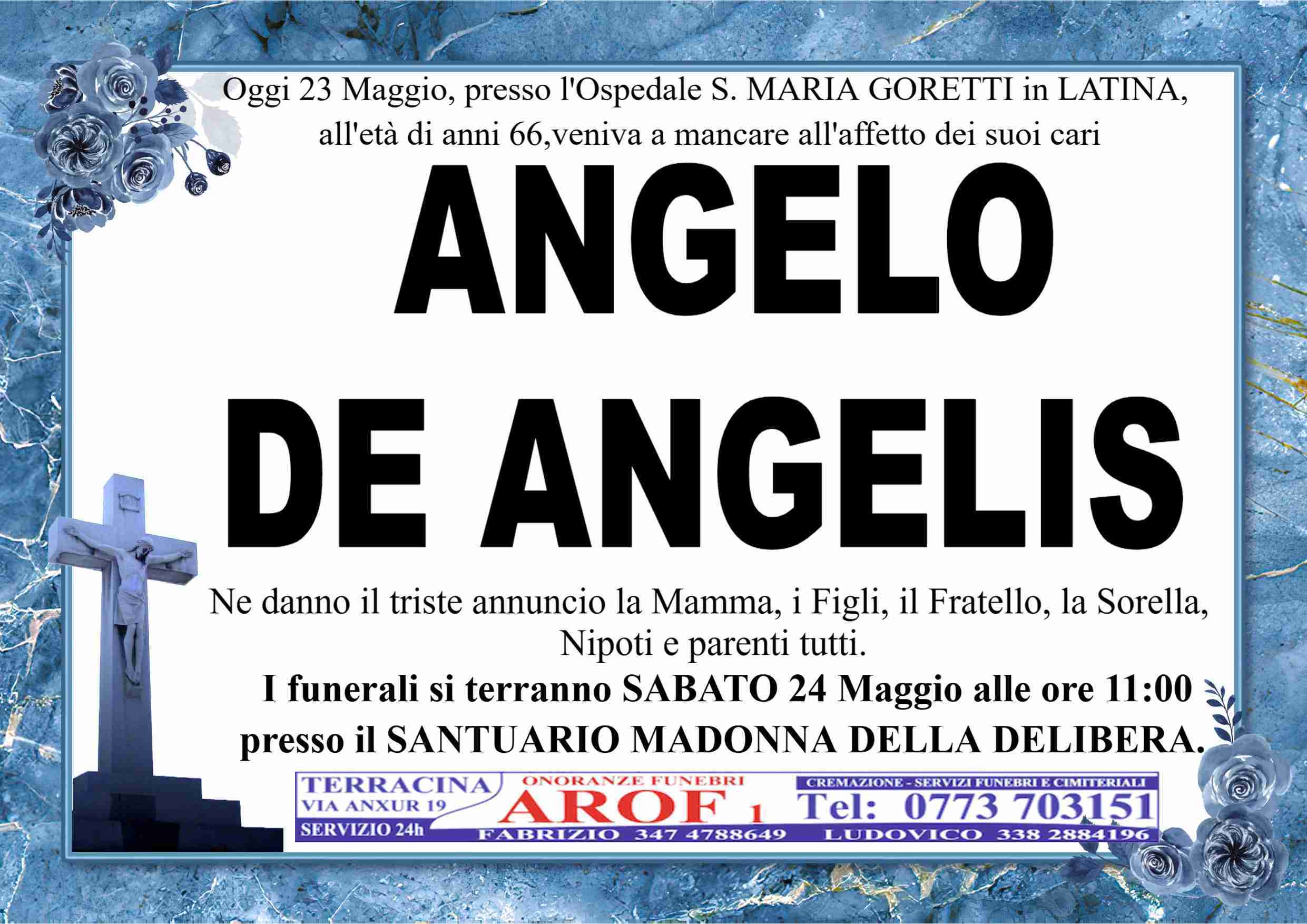 Funerali e annunci funebri a Terracina | Angelo De Angelis - Funer24