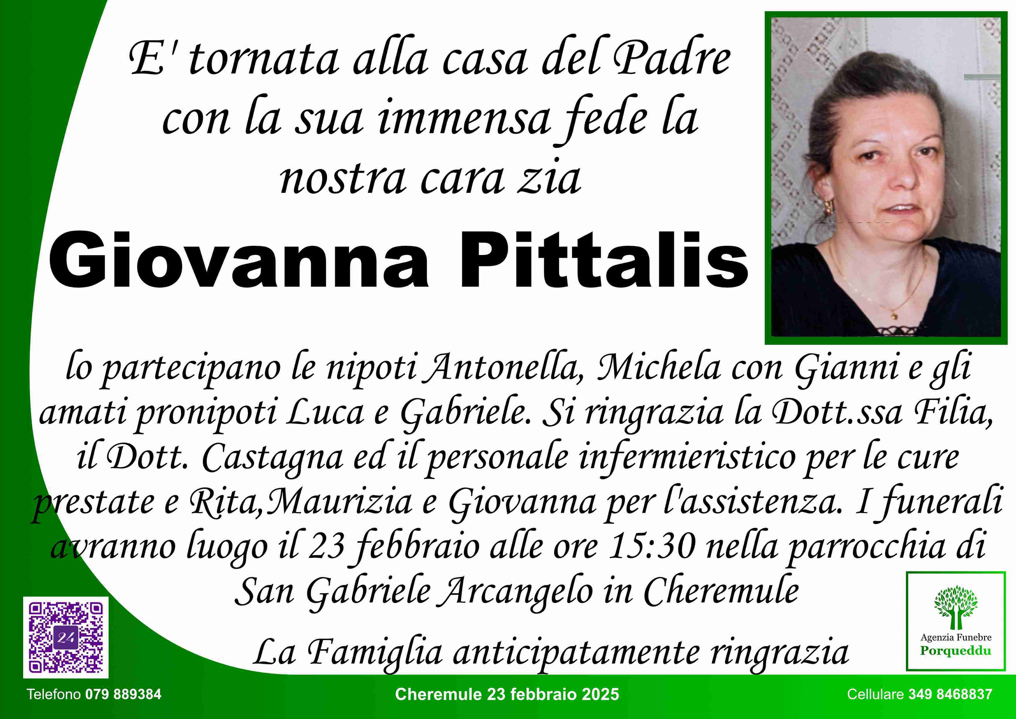 Funer24 - Giovanna Maria Pittalis Cheremule (SS)