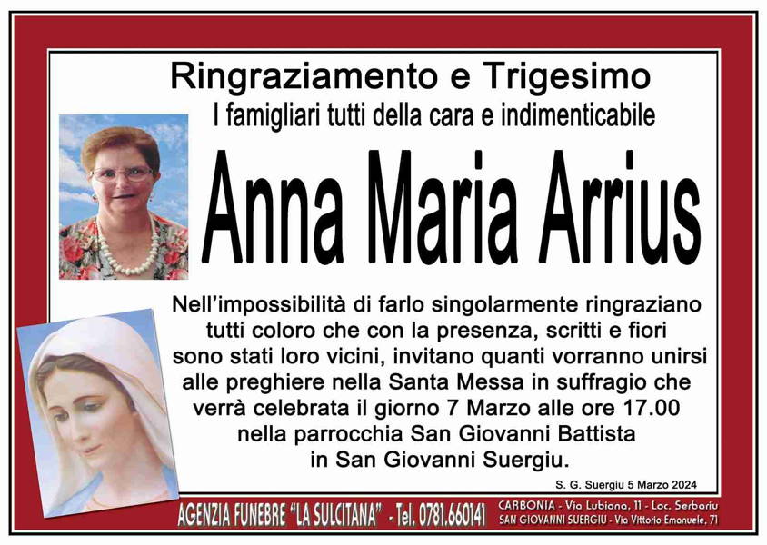 Funerali e annunci funebri a | Anna Maria Arrius - Funer24