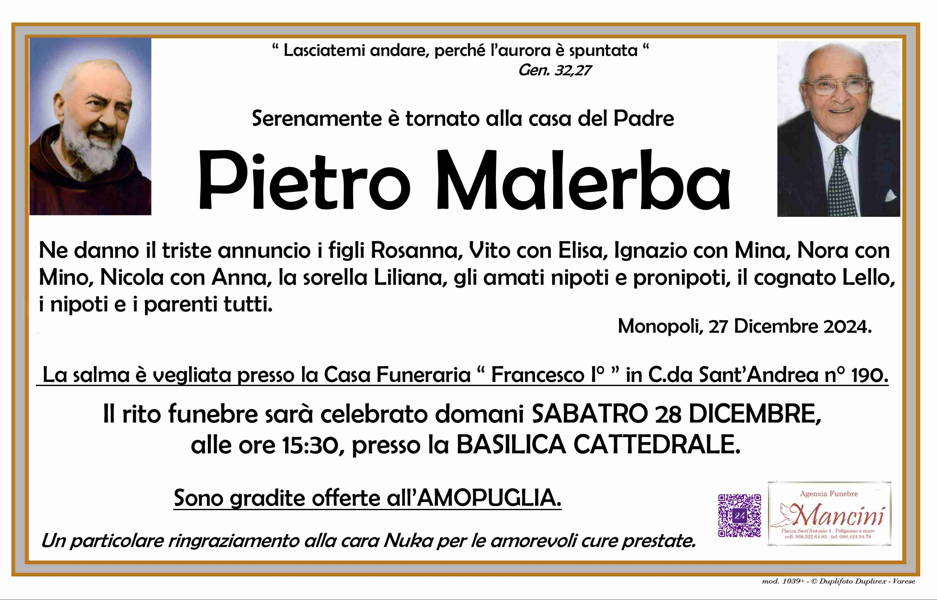 Funerali e annunci funebri a Monopoli | Pietro Malerba - Funer24