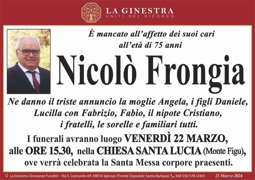 Funerali e annunci funebri a Iglesias | Nicolò Frongia - Funer24