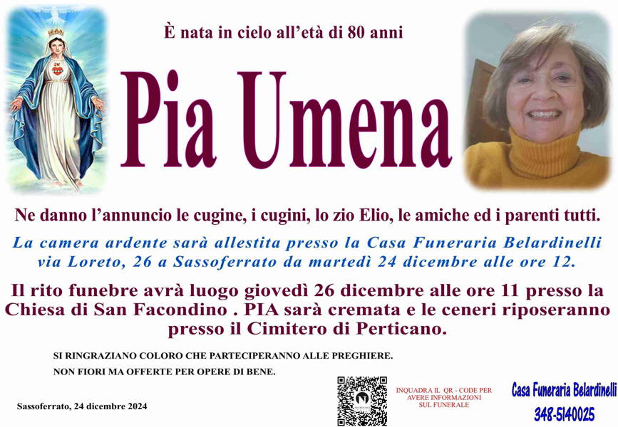 Funerali e annunci funebri a Sassoferrato | Pia Umena - Funer24