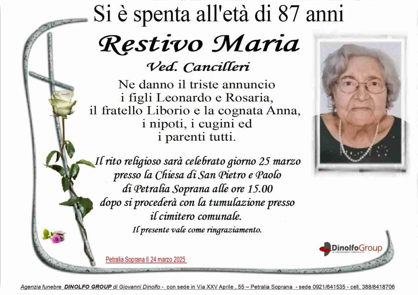 Funerali e annunci funebri a Moricone | Maria Restivo - Funer24