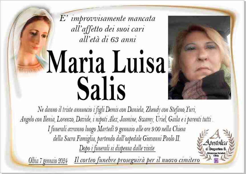 Funerali e annunci funebri a Olbia | Maria Luisa Salis - Funer24