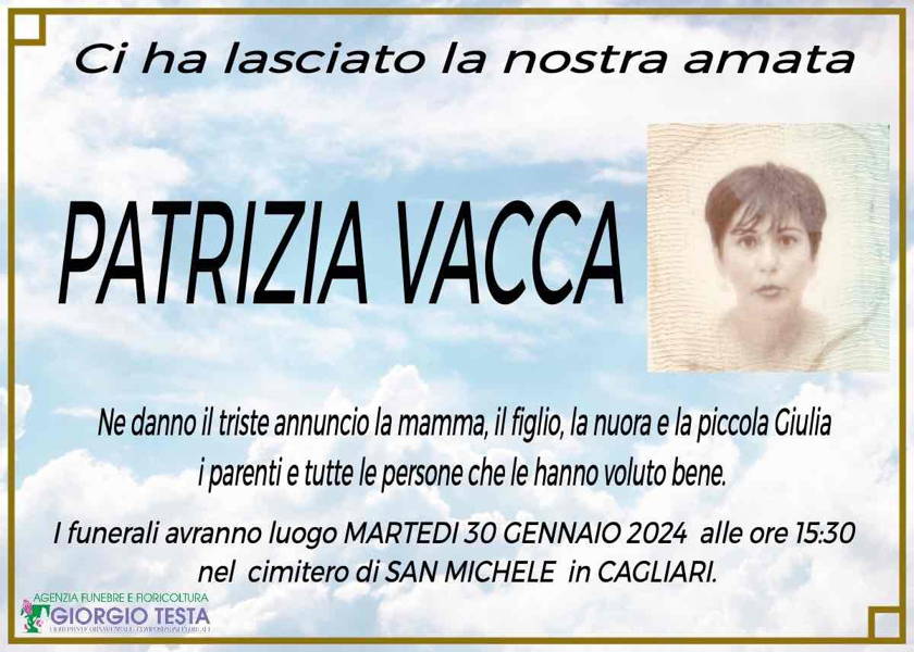 Funerali e annunci funebri a Cagliari | Patrizia Vacca - Funer24
