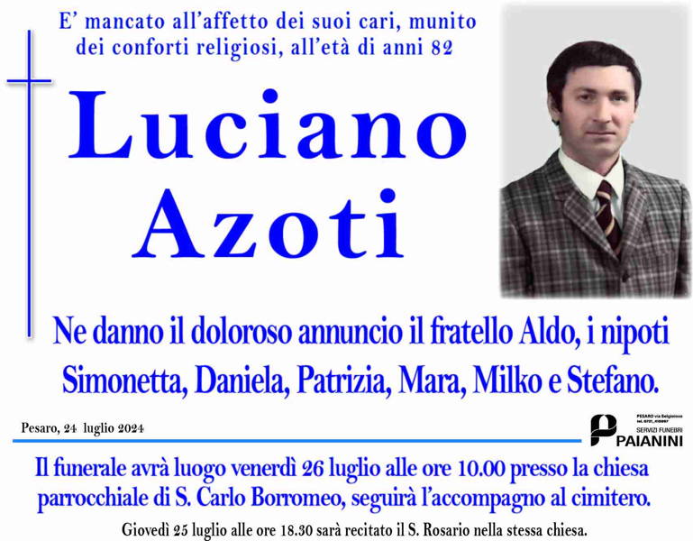Funerali e annunci funebri a Pesaro | Luciano Azoti - Funer24