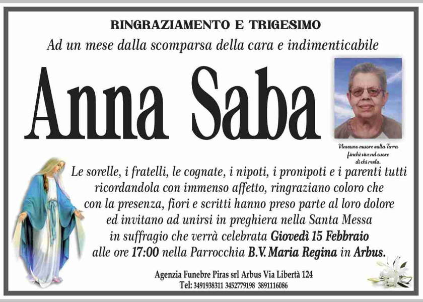 Funerali e annunci funebri a Arbus | Saba Anna - Funer24