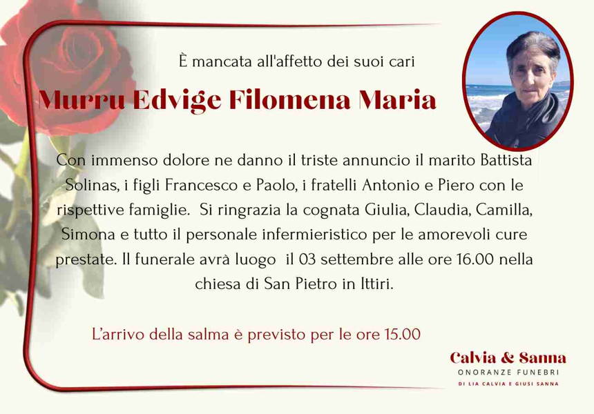 Funerali e annunci funebri a Sassari | Edvige Filomena Maria Murru ...