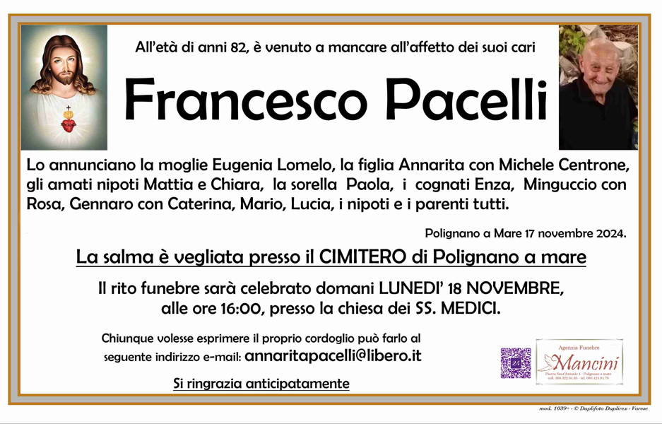 Funerali e annunci funebri a Polignano a Mare | Francesco Pacelli - Funer24