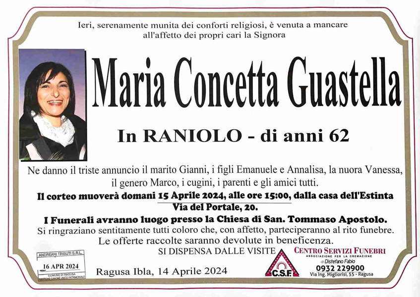 Funerali e annunci funebri a Ragusa | Maria Concetta Guastella - Funer24