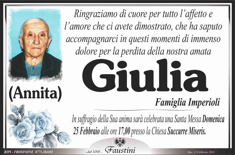 Funerali e annunci funebri a Ripi | Giulia Cerini - Funer24