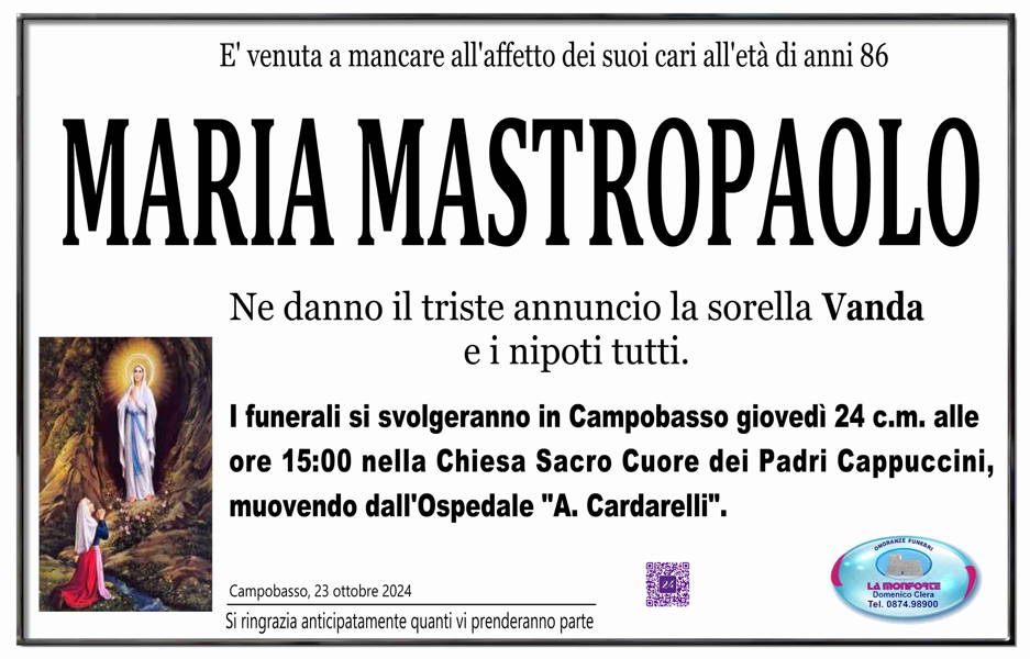 Funerali e annunci funebri a Campobasso | Maria Mastropaolo - Funer24