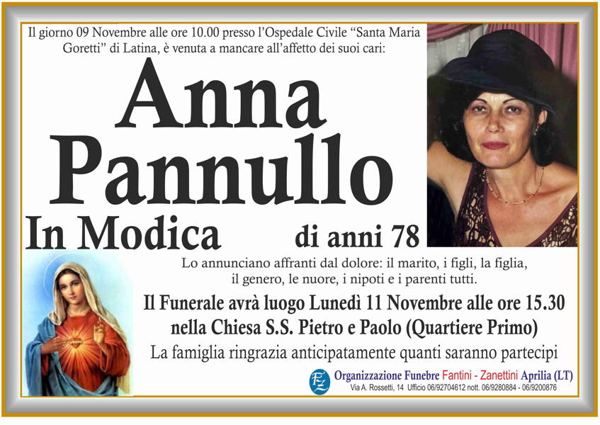 Funerali e annunci funebri a Aprilia | Anna Pannullo - Funer24
