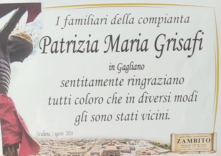 Funerali e annunci funebri a Siculiana | Patrizia Maria Grisafi - Funer24