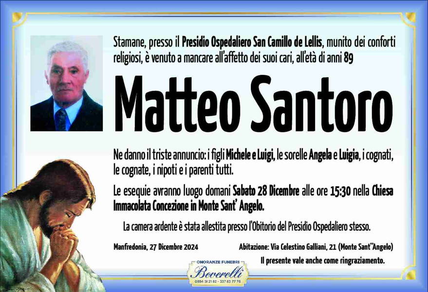 Funerali e annunci funebri a Monte Sant'Angelo | Matteo Santoro - Funer24