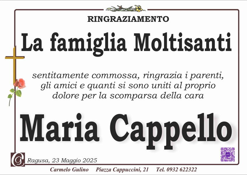 Funerali e annunci funebri a Ragusa | Maria Cappello - Funer24
