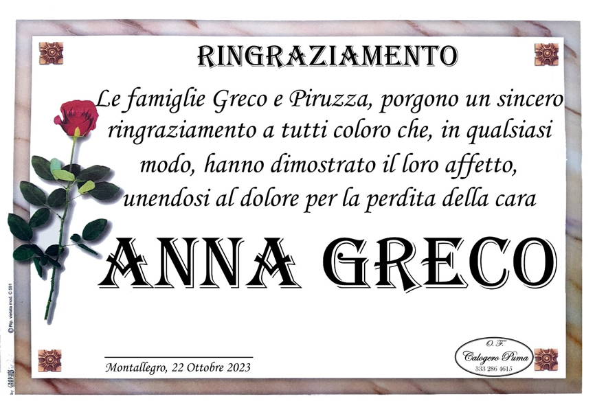 Funerali e annunci funebri a Montallegro | Anna Greco - Funer24