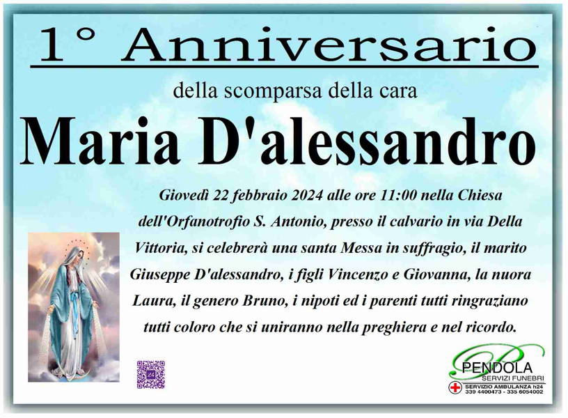 Funerali e annunci funebri a | Maria D'Alessandro - Funer24