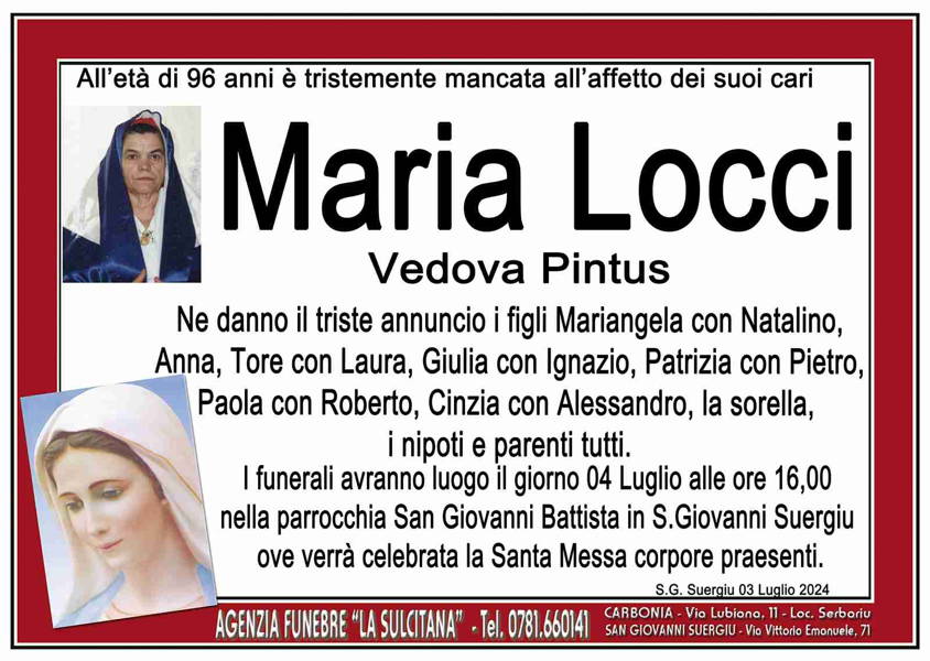 Funerali e annunci funebri a San Giovanni Suergiu | Maria Locci - Funer24