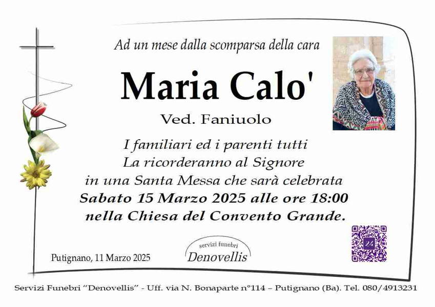 Funerali e annunci funebri a | Maria Calo' - Funer24