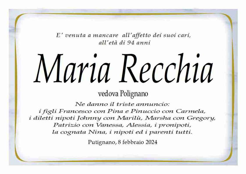 Funerali e annunci funebri a Putignano | Maria Recchia - Funer24