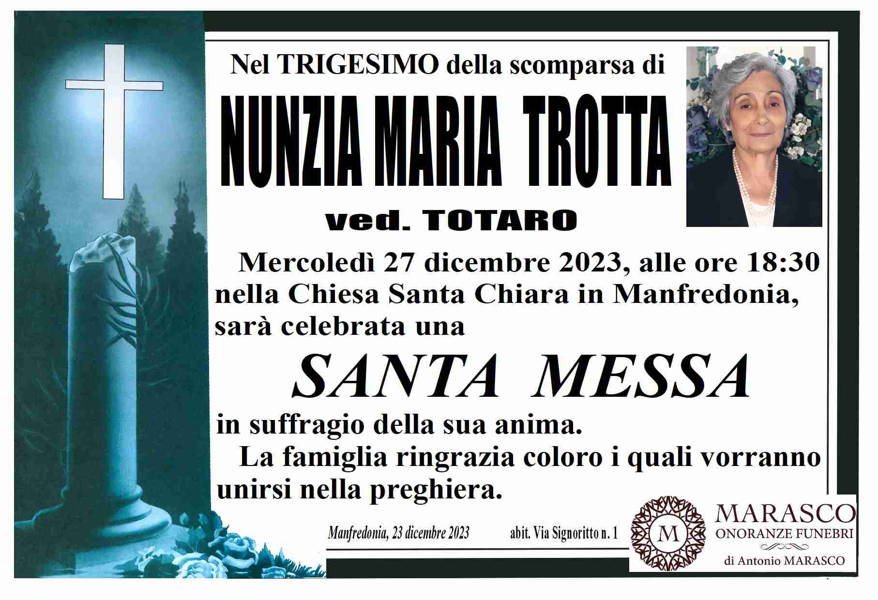 Funerali e annunci funebri a Manfredonia | Nunzia Maria Trotta - Funer24