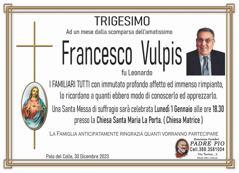 Funerali e annunci funebri a Palo del Colle | Francesco Vulpis - Funer24