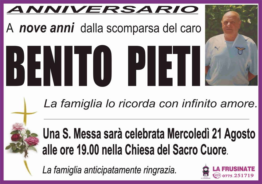 Funerali e annunci funebri a | Benito Pieti - Funer24