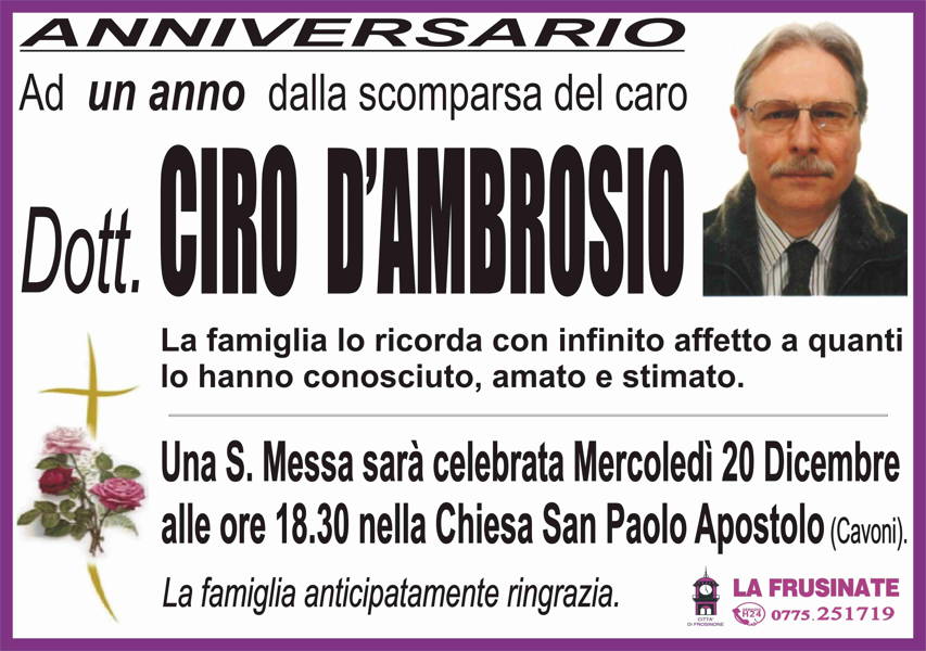 Funerali e annunci funebri a Frosinone | Ciro D'Ambrosio - Funer24