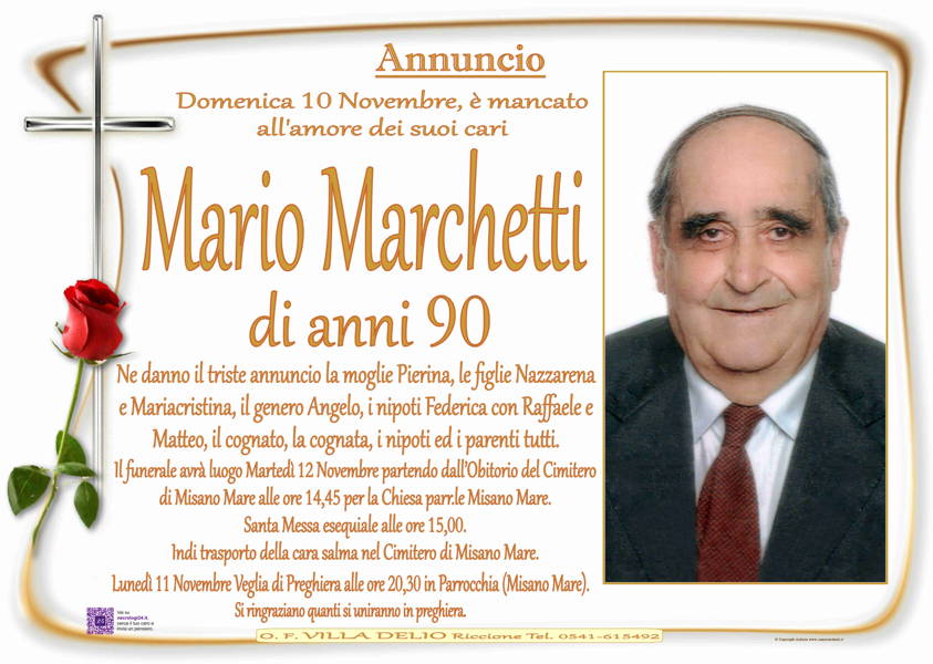 Funerali e annunci funebri a Misano Adriatico | Mario Marchetti - Funer24