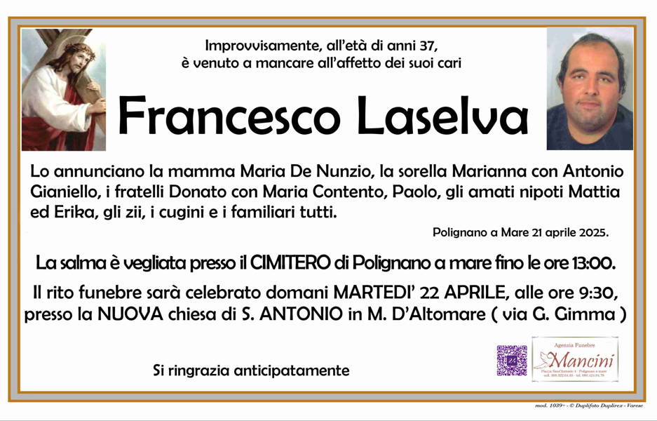 Funerali e annunci funebri a Polignano a Mare | Francesco Laselva - Funer24