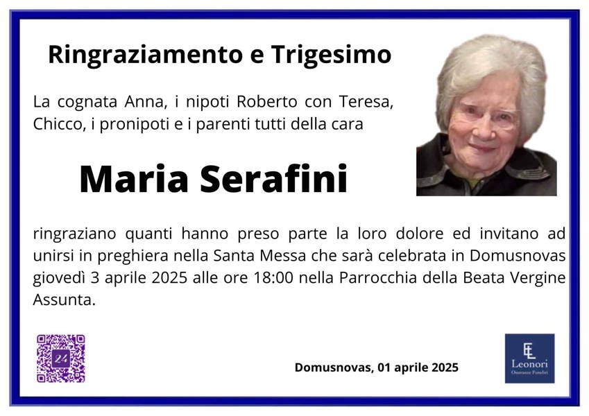 Funerali e annunci funebri a | Serafini Maria - Funer24