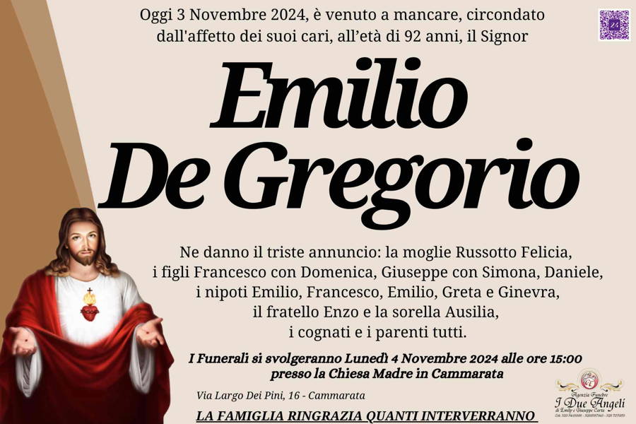 Funerali e annunci funebri a Cammarata | Emilio De Gregorio - Funer24