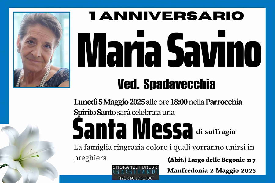 Funerali e annunci funebri a Manfredonia | Maria Savino - Funer24