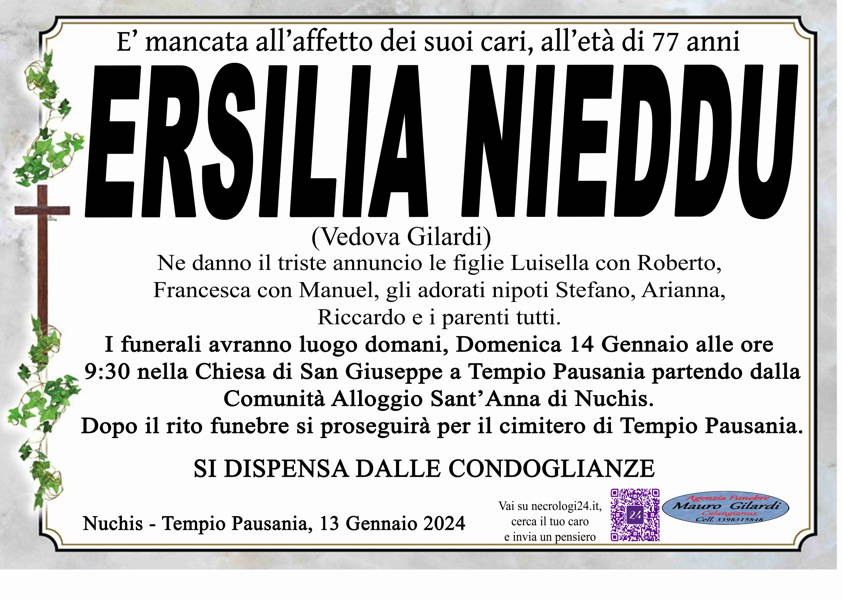 Funerali e annunci funebri a Calangianus | Maria Ersila Nieddu - Funer24