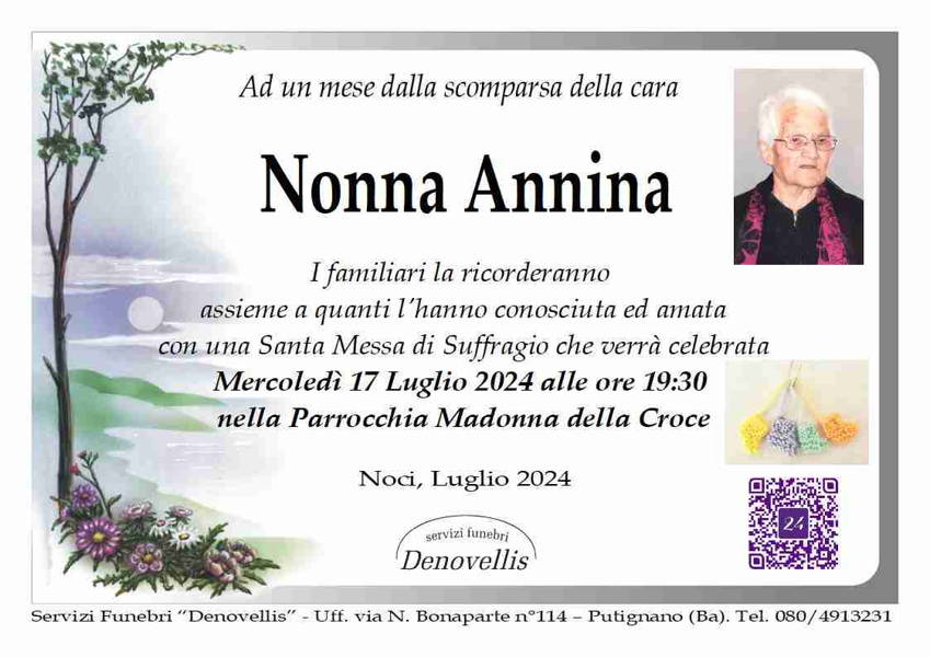 Funerali e annunci funebri a Noci | Anna Maria Lippolis - Funer24