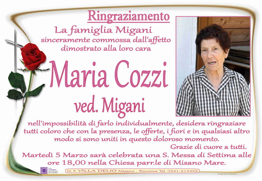 Funerali e annunci funebri a Misano Adriatico | Maria Cozzi - Funer24