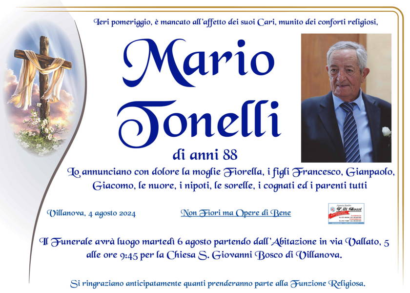 Funerali e annunci funebri a Colli al Metauro | Mario Tonelli - Funer24