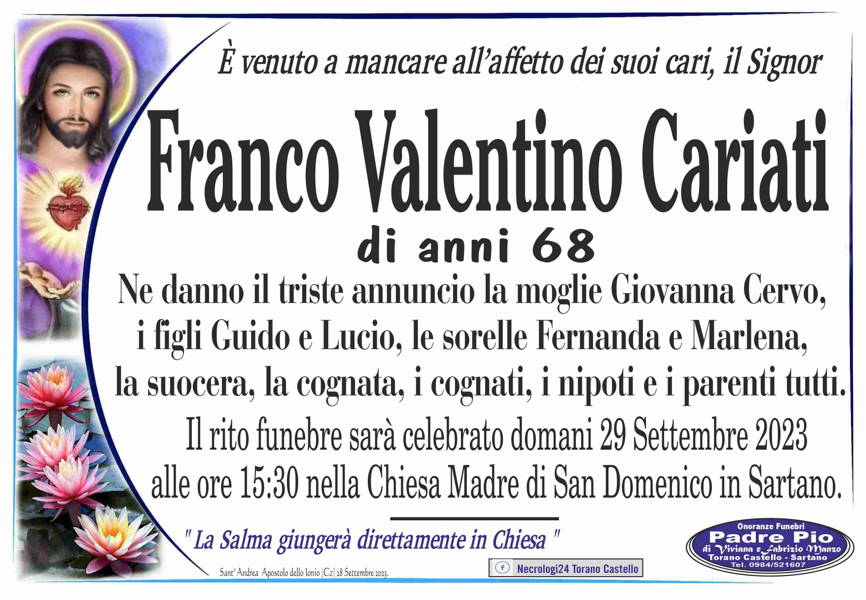 Funerali e annunci funebri a Catanzaro | Franco Valentino Cariati - Funer24