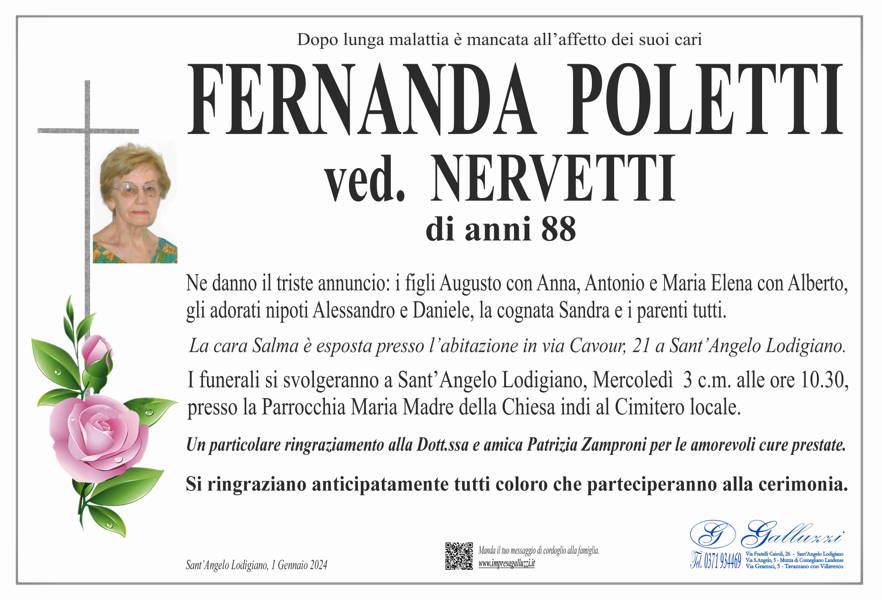Funerali e annunci funebri a Sant'Angelo Lodigiano | Fernanda Poletti ...