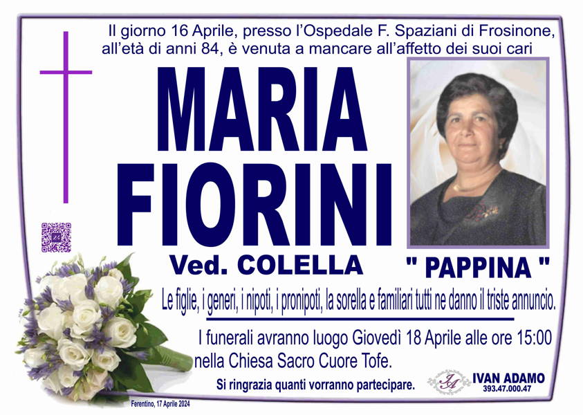 Funerali e annunci funebri a Ferentino | Maria Fiorini - Funer24