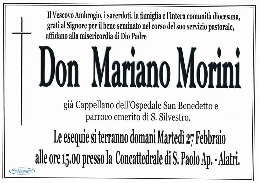 Funerali e annunci funebri a Alatri | Mariano Morini - Funer24