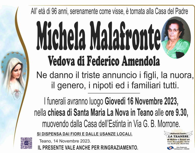 Funerali e annunci funebri a Teano | Michela Malafronte - Funer24